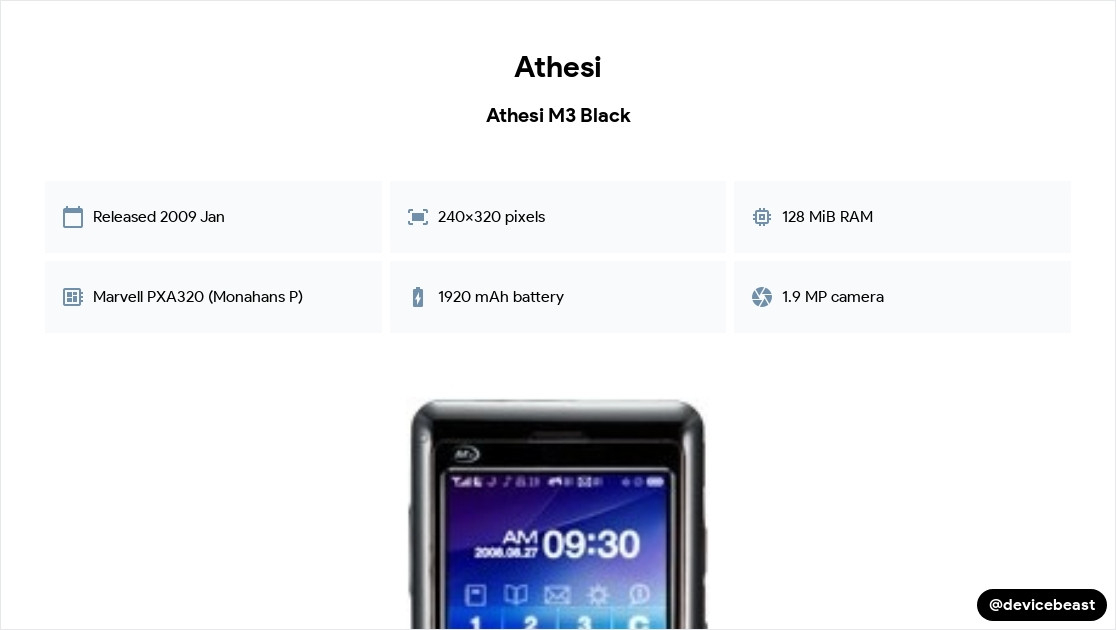 Athesi M3 Black Full Device Specifications | DeviceBeast.com