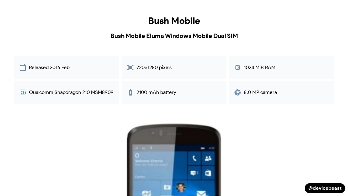 Bush Mobile Eluma Windows Mobile Dual SIM Full Device Specifications ...