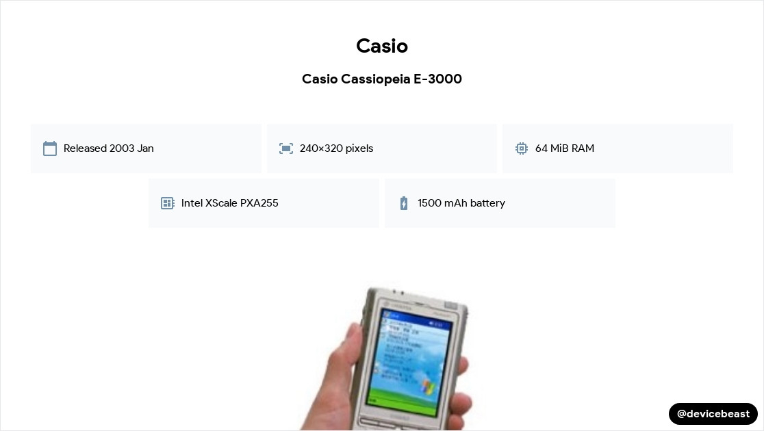 Casio Cassiopeia E-3000 Full Device Specifications | DeviceBeast.com