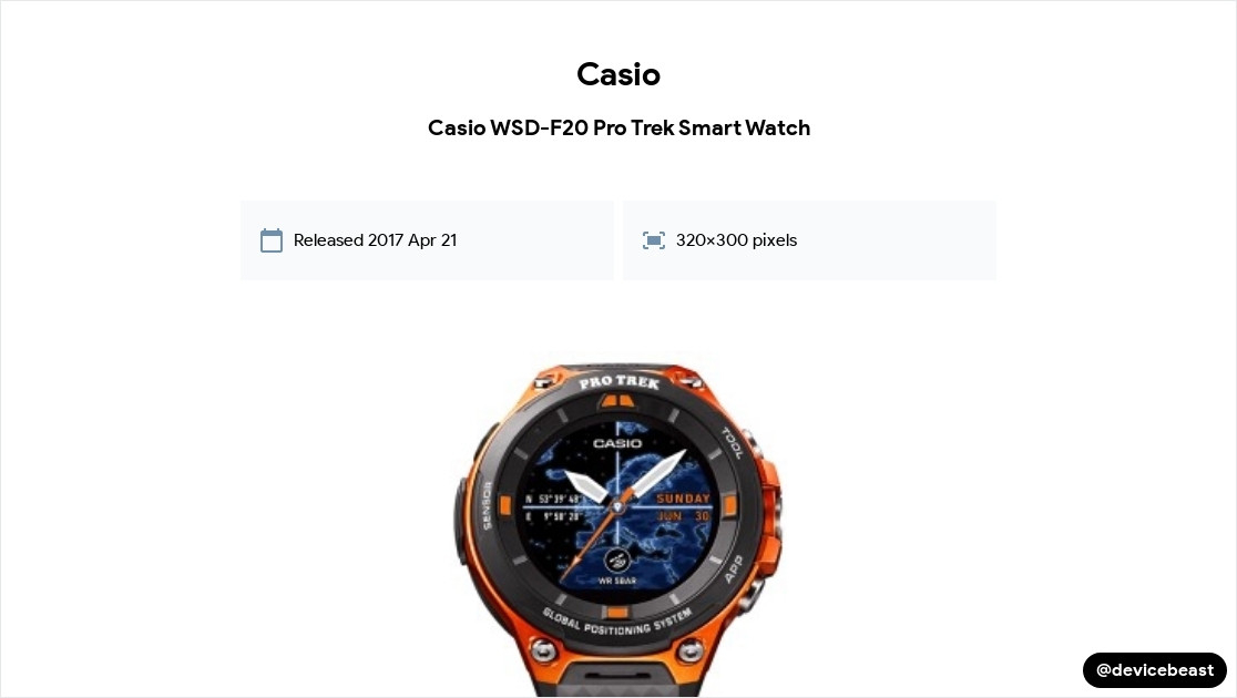 Casio WSD-F20 Pro Trek Smart Watch Full Device Specifications ...