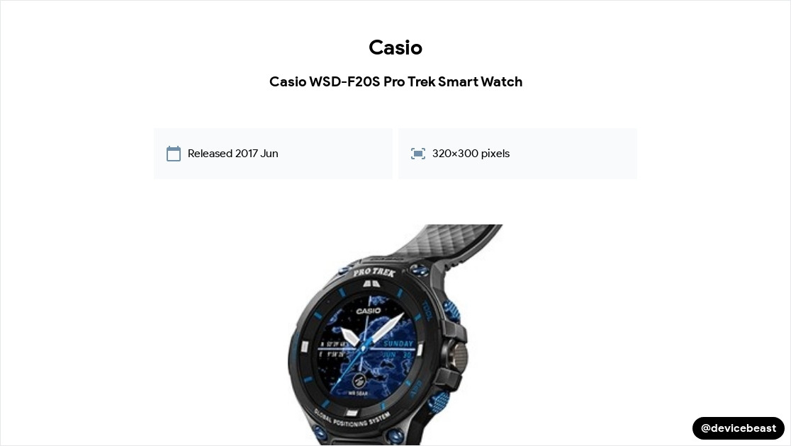 Casio WSD-F20S Pro Trek Smart Watch Full Device Specifications ...