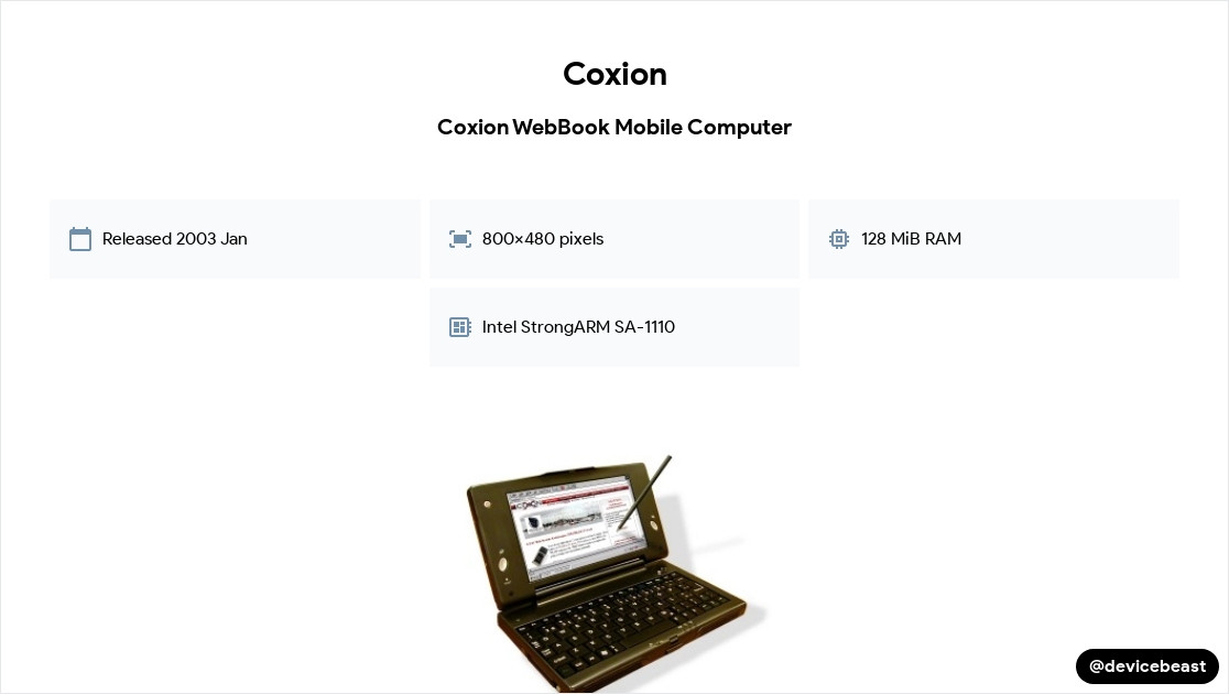 Coxion WebBook Mobile Computer Full Device Specifications | DeviceBeast.com