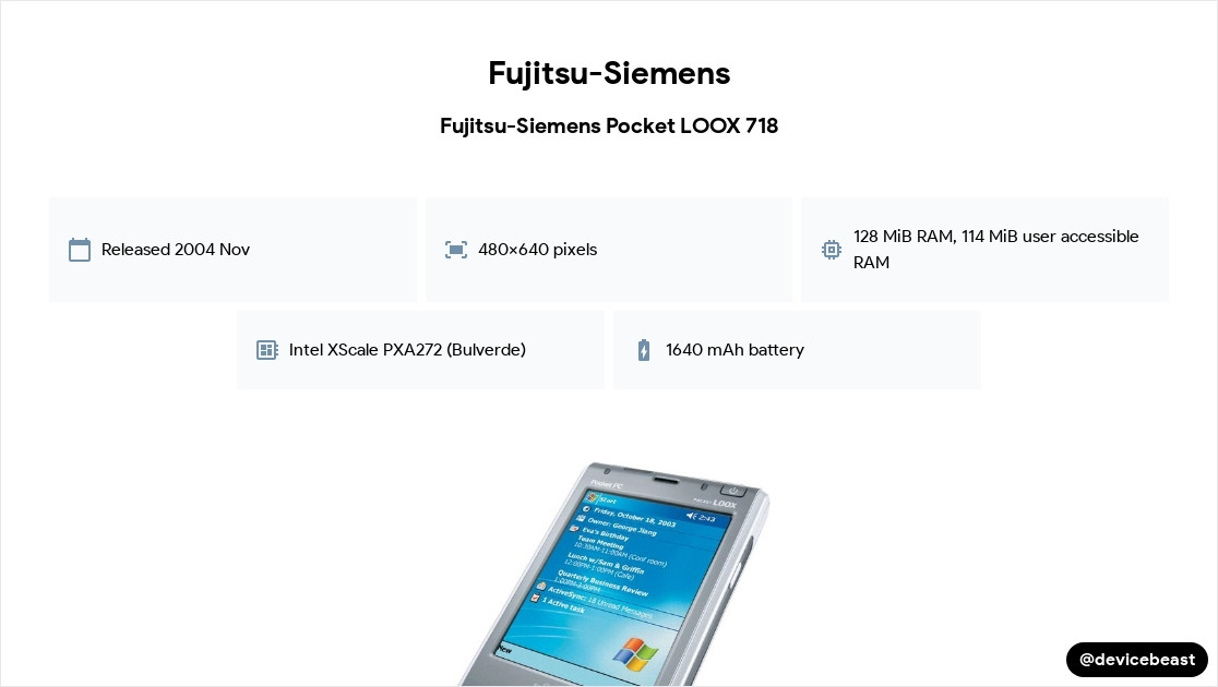 Fujitsu-Siemens Pocket LOOX 718 Full Device Specifications ...