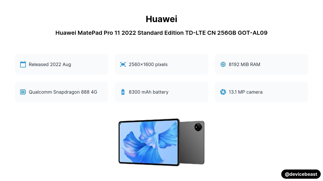 Huawei MatePad Pro 11 2022 Standard Edition TD-LTE CN 256GB GOT-AL09 ...