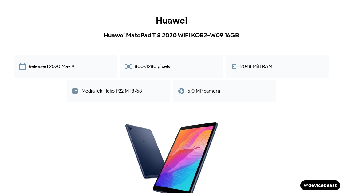 Huawei MatePad T 8 2020 WiFi KOB2-W09 16GB Full Device Specifications ...