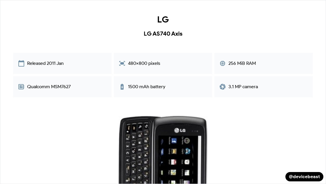 LG AS740 Axis Full Device Specifications | DeviceBeast.com