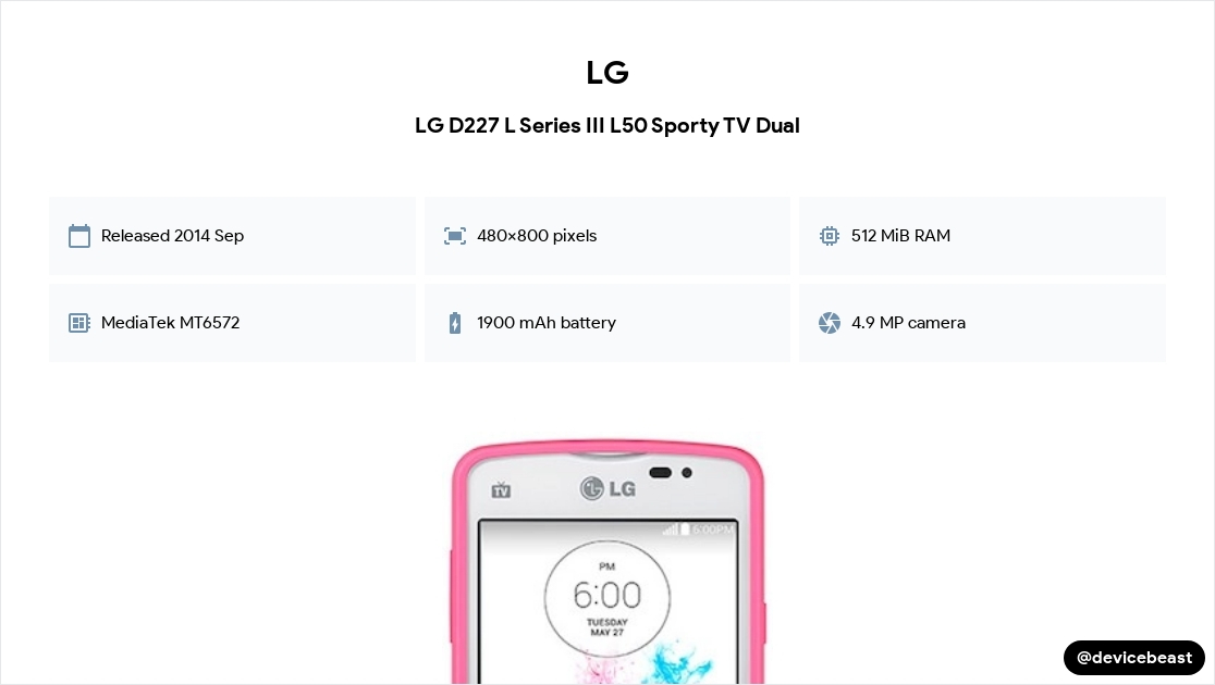 LG D227 L Series III L50 Sporty TV Dual Full Device Specifications ...