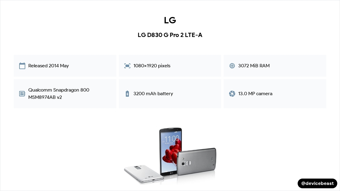 LG D830 G Pro 2 LTE-A Full Device Specifications | DeviceBeast.com