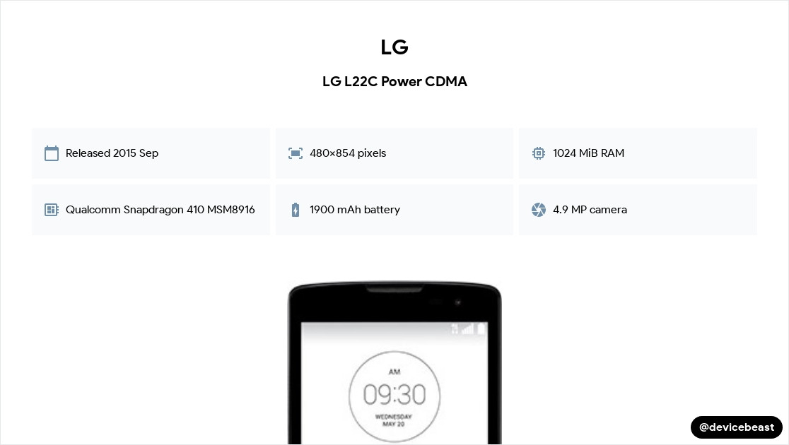 LG L22C Power CDMA Full Device Specifications | DeviceBeast.com