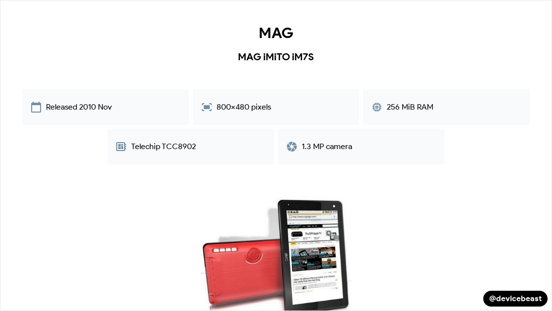 MAG iMiTO iM7S Full Device Specifications | DeviceBeast.com