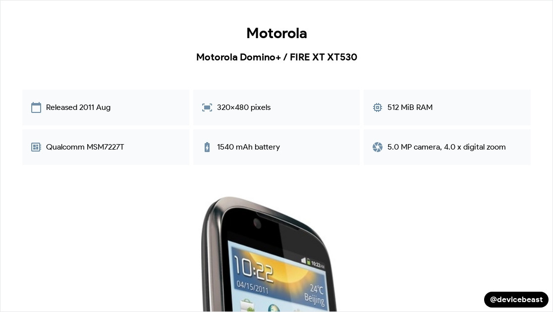 Motorola Domino+ / FIRE XT XT530 Full Device Specifications ...