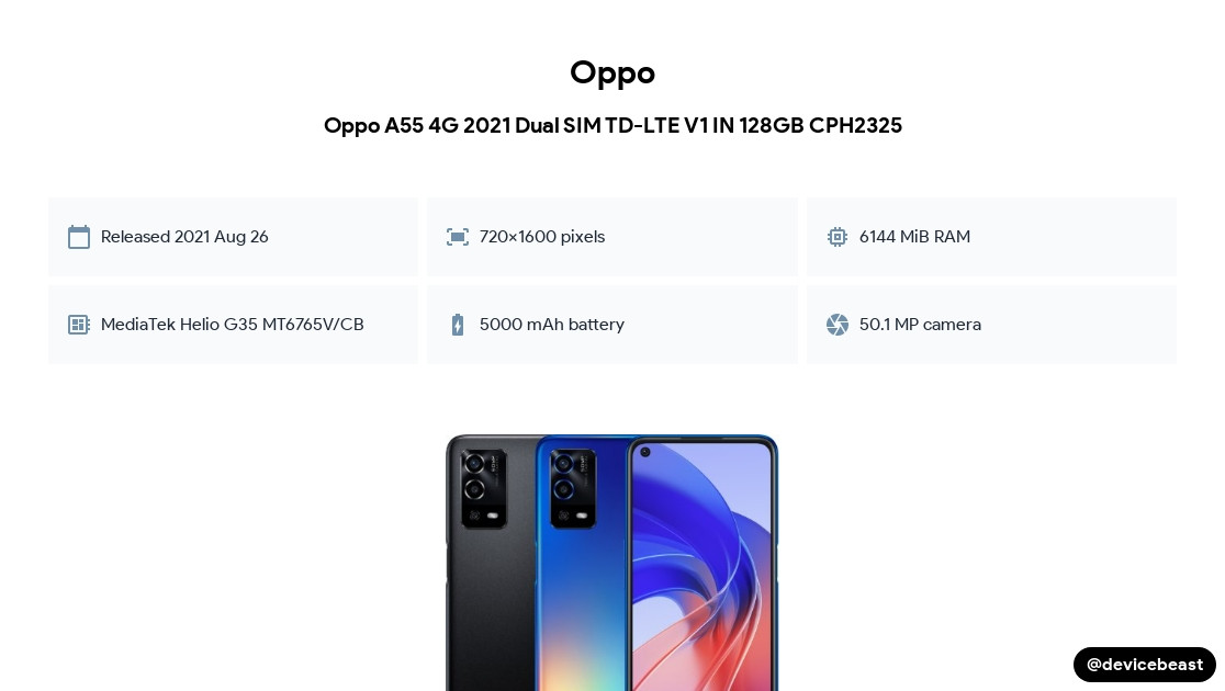 Oppo A55 4G 2021 Dual SIM TD-LTE V1 IN 128GB CPH2325 Full Device ...