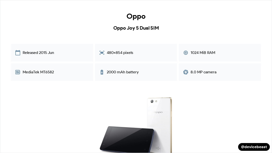 Oppo Joy 5 Dual SIM Full Device Specifications | DeviceBeast.com