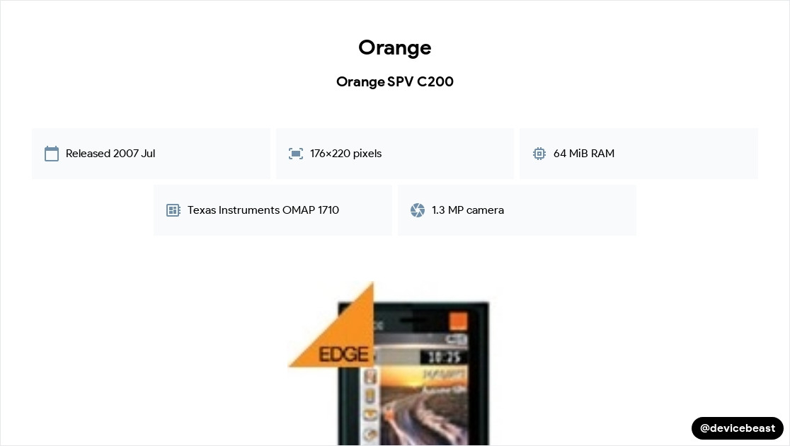 Orange SPV C200 Full Device Specifications | DeviceBeast.com