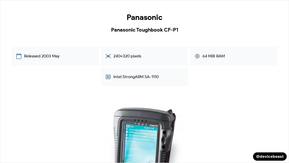 Panasonic Toughbook CF-P1 Full Device Specifications | DeviceBeast.com