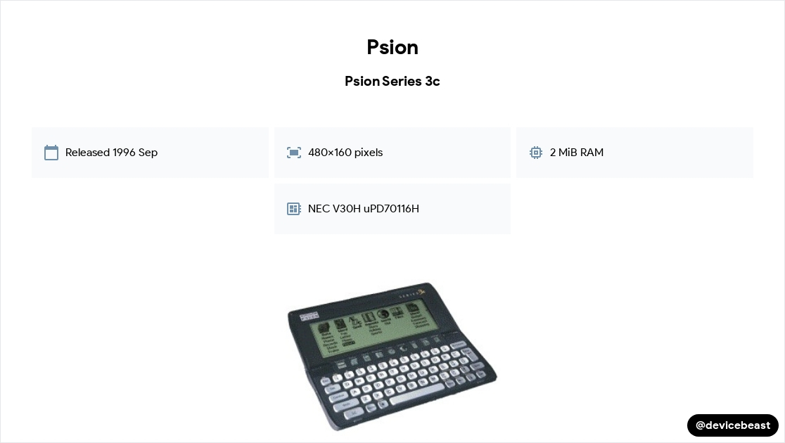 Psion Series 3c Full Device Specifications | DeviceBeast.com