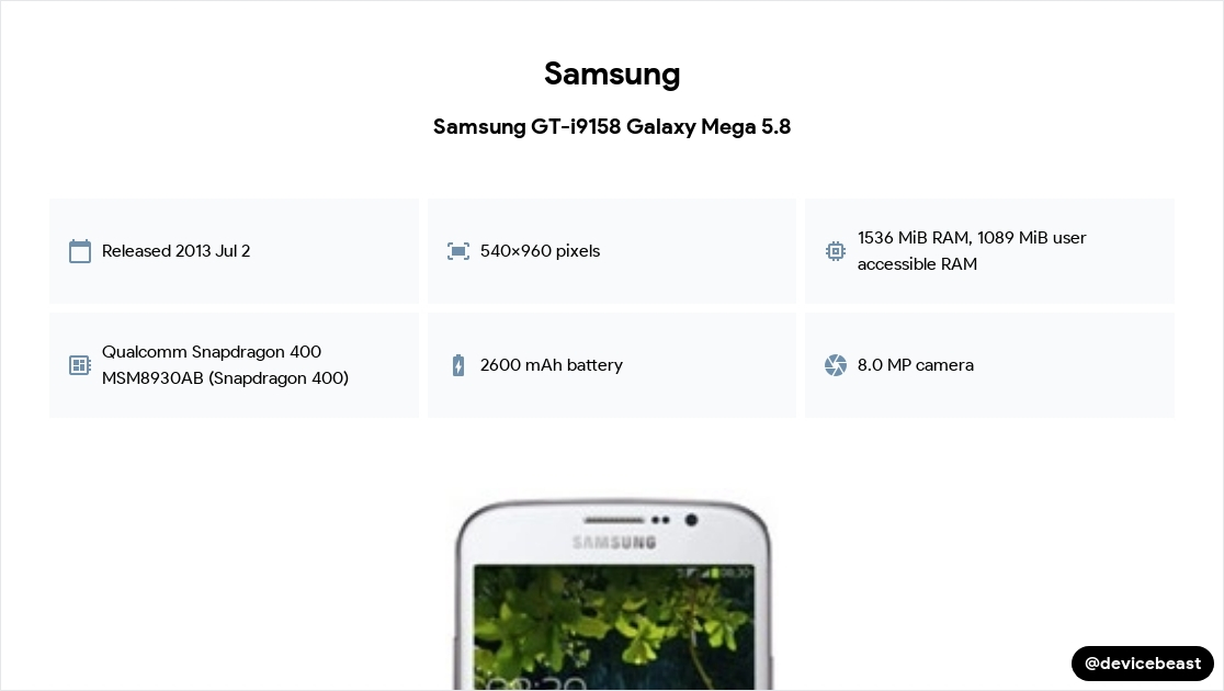 Samsung GT-i9158 Galaxy Mega 5.8 Full Device Specifications ...