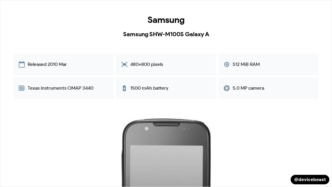 Samsung SHW-M100S Galaxy A Full Device Specifications | DeviceBeast.com