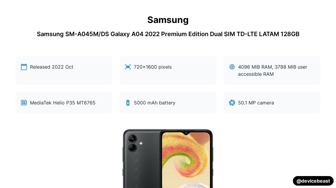 Samsung SM-A045M/DS Galaxy A04 2022 Premium Edition Dual SIM TD-LTE ...