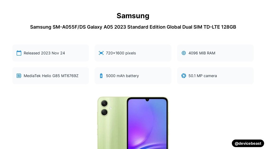 Samsung SM-A055F/DS Galaxy A05 2023 Standard Edition Global Dual SIM TD ...