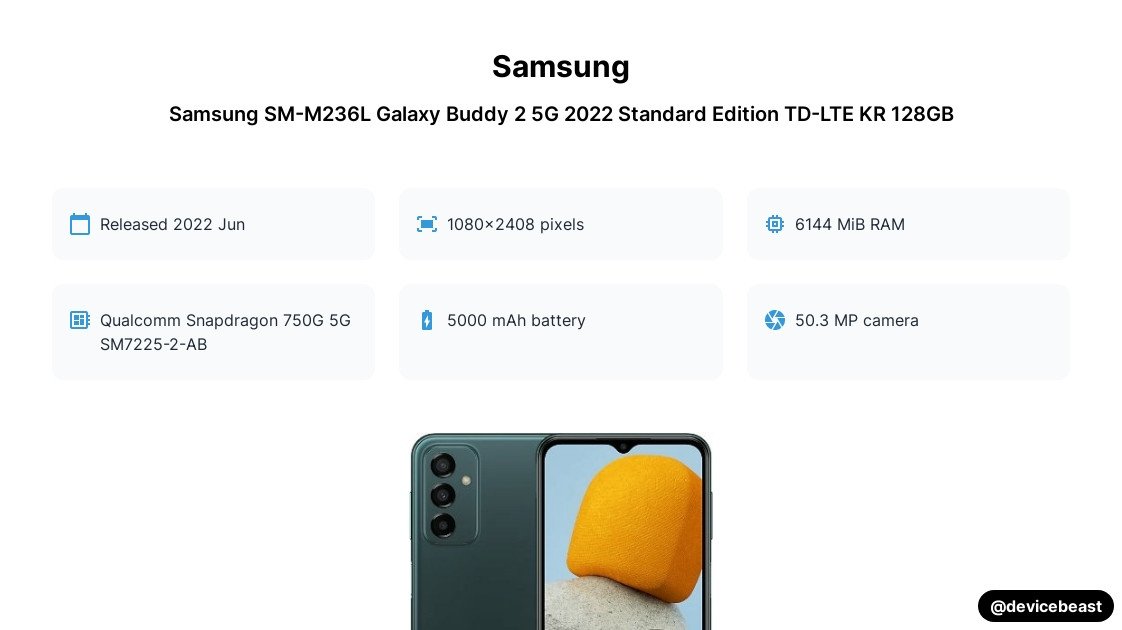 Samsung SM-M236L Galaxy Buddy 2 5G 2022 Standard Edition TD-LTE KR ...