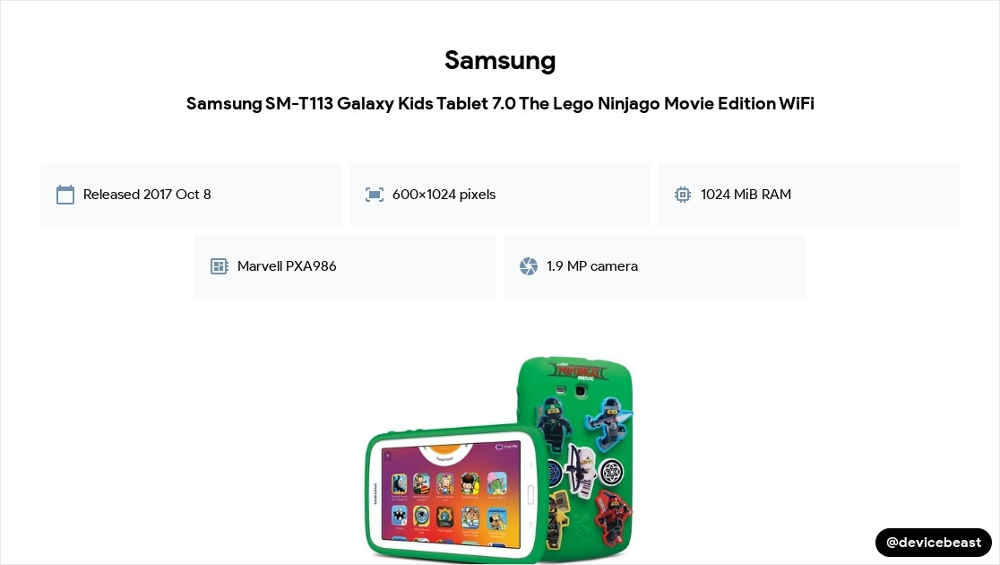 Samsung SM-T113 Galaxy Kids Tablet 7.0 The Lego Ninjago Movie Edition ...