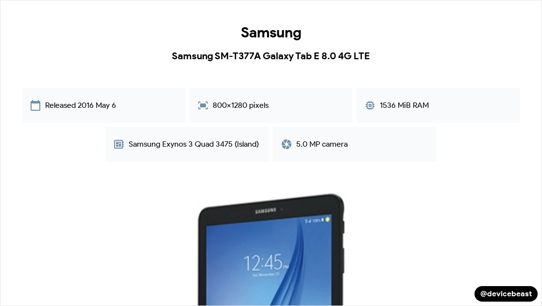 Samsung SM-T377A Galaxy Tab E 8.0 4G LTE Full Device Specifications ...