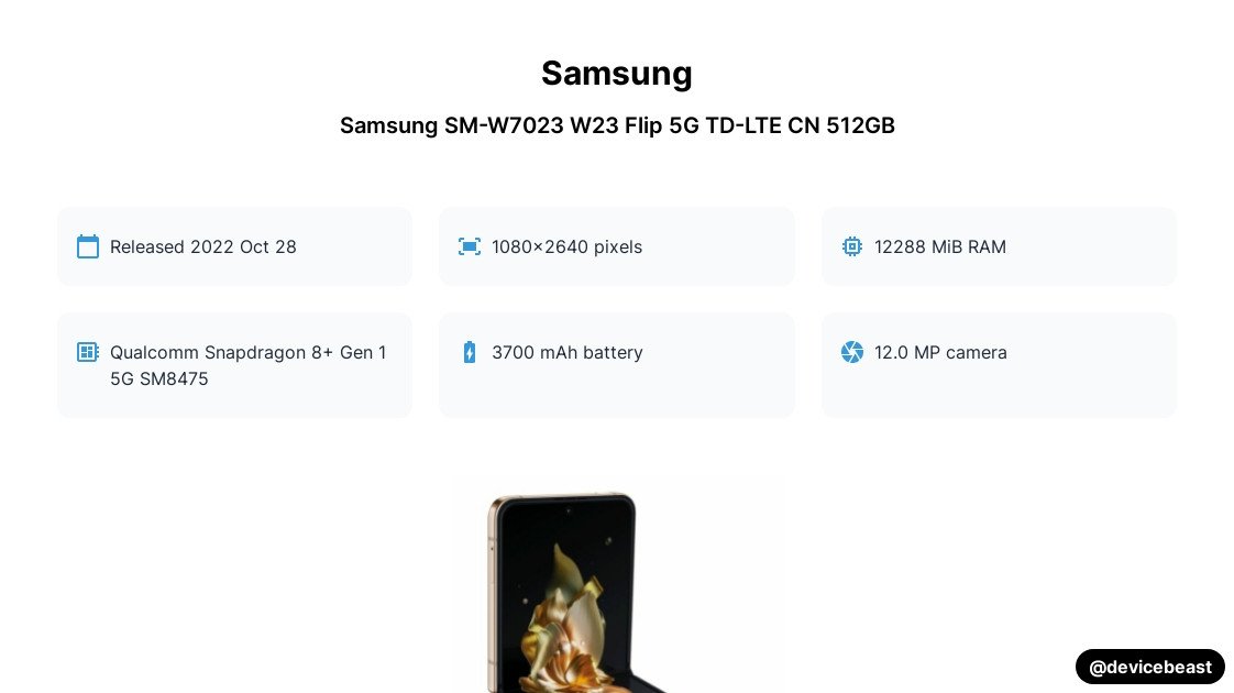 Samsung SM-W7023 W23 Flip 5G TD-LTE CN 512GB Image Gallery ...