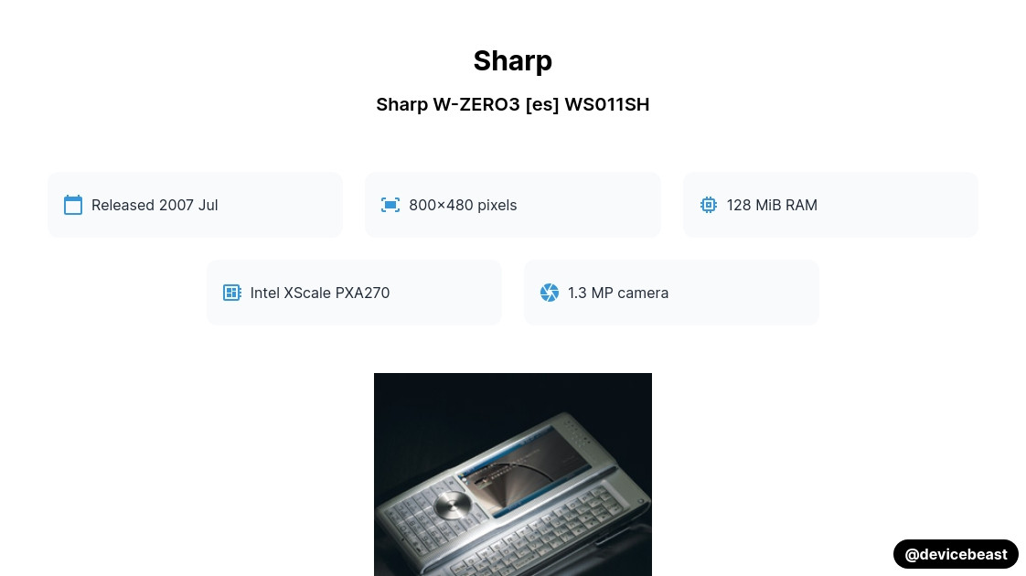 Sharp W-ZERO3 [es] WS011SH Full Device Specifications | DeviceBeast.com