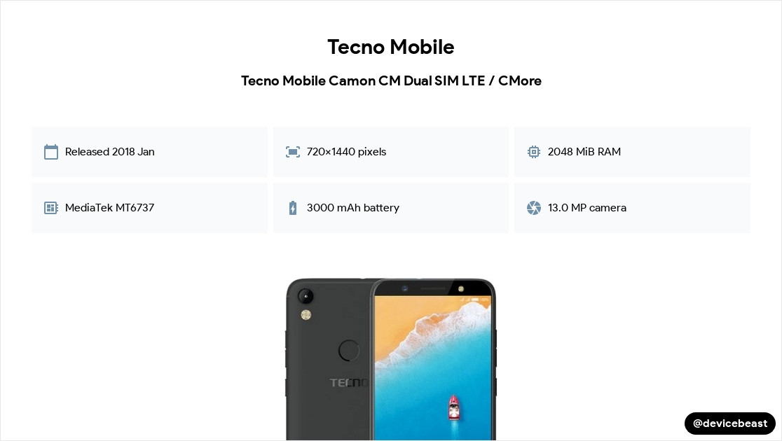 Tecno Mobile Camon CM Dual SIM LTE / CMore Full Device Specifications ...
