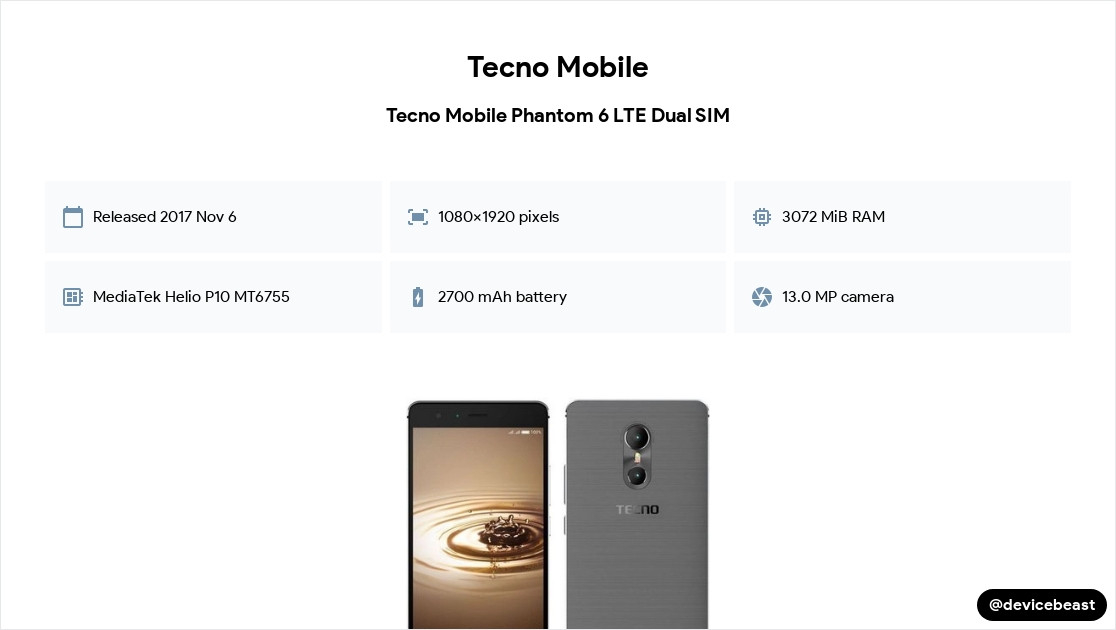 Tecno Mobile Phantom 6 LTE Dual SIM Full Device Specifications ...