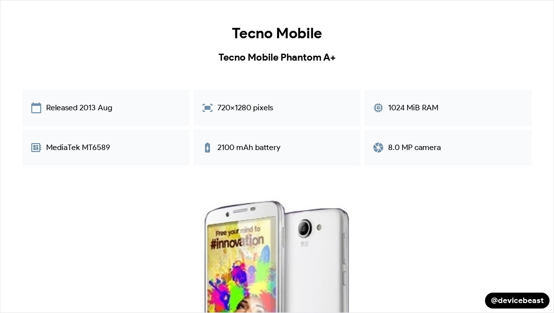 Tecno Mobile Phantom A+ Full Device Specifications | DeviceBeast.com
