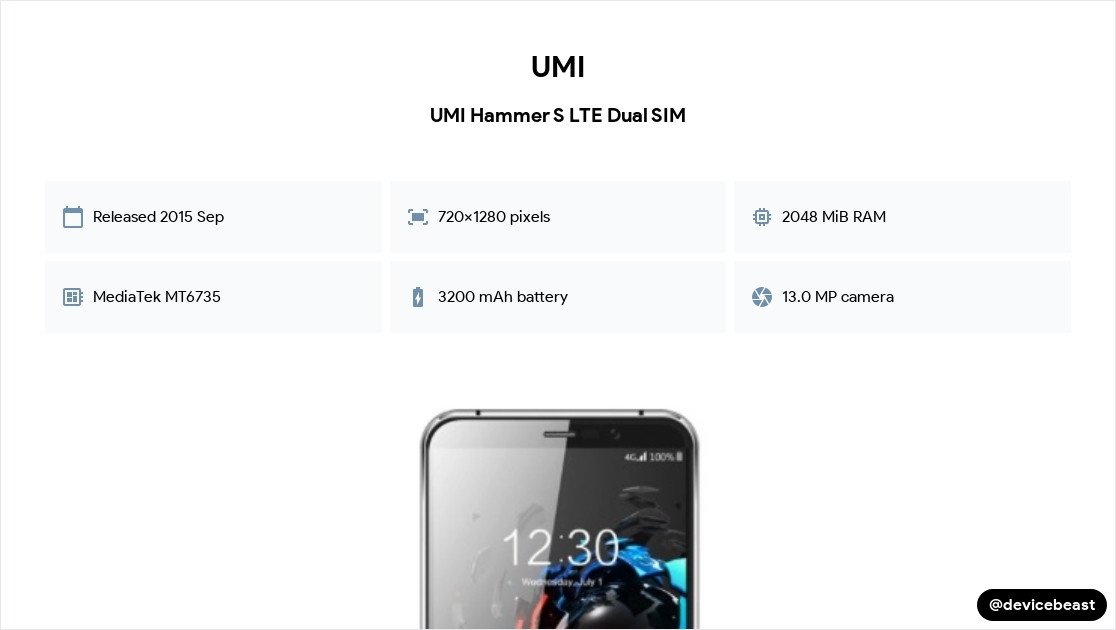 UMI Hammer S LTE Dual SIM Full Device Specifications | DeviceBeast.com