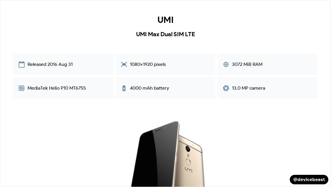 UMI Max Dual SIM LTE Full Device Specifications | DeviceBeast.com
