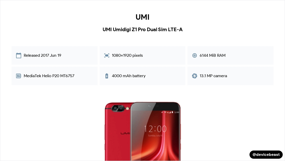 UMI Umidigi Z1 Pro Dual Sim LTE-A Full Device Specifications ...