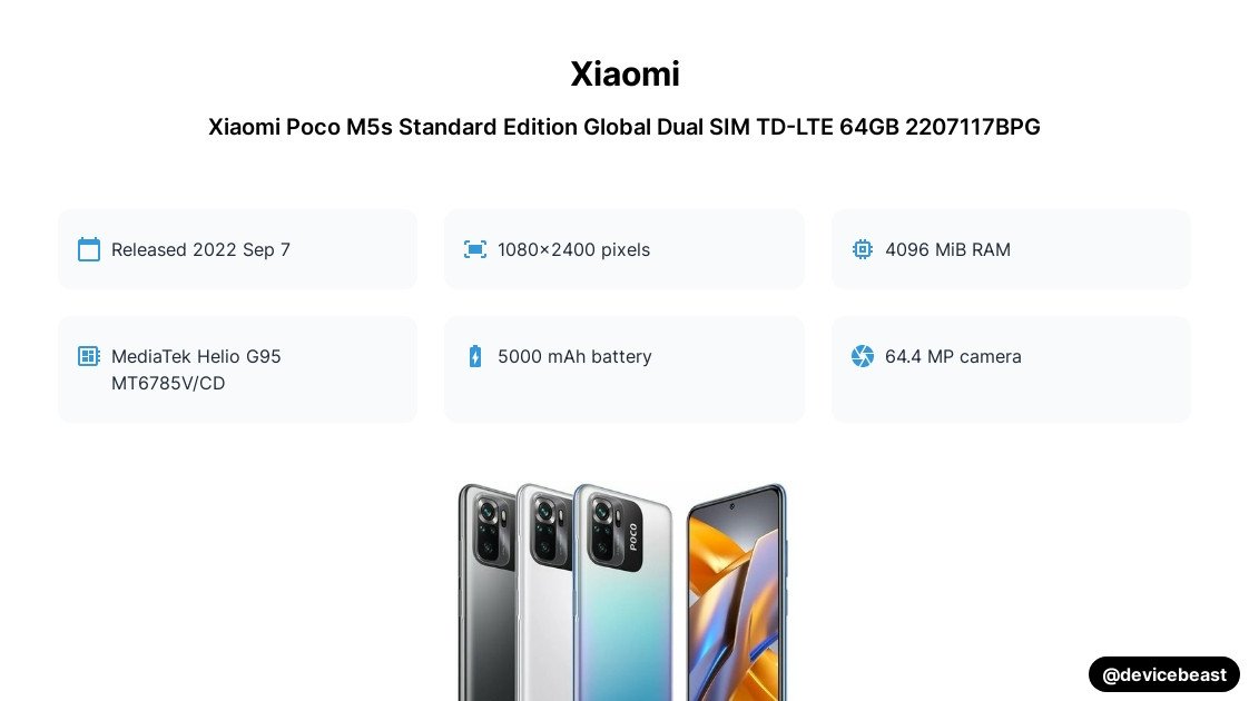 Xiaomi Poco M5s Standard Edition Global Dual SIM TD-LTE 64GB 2207117BPG ...