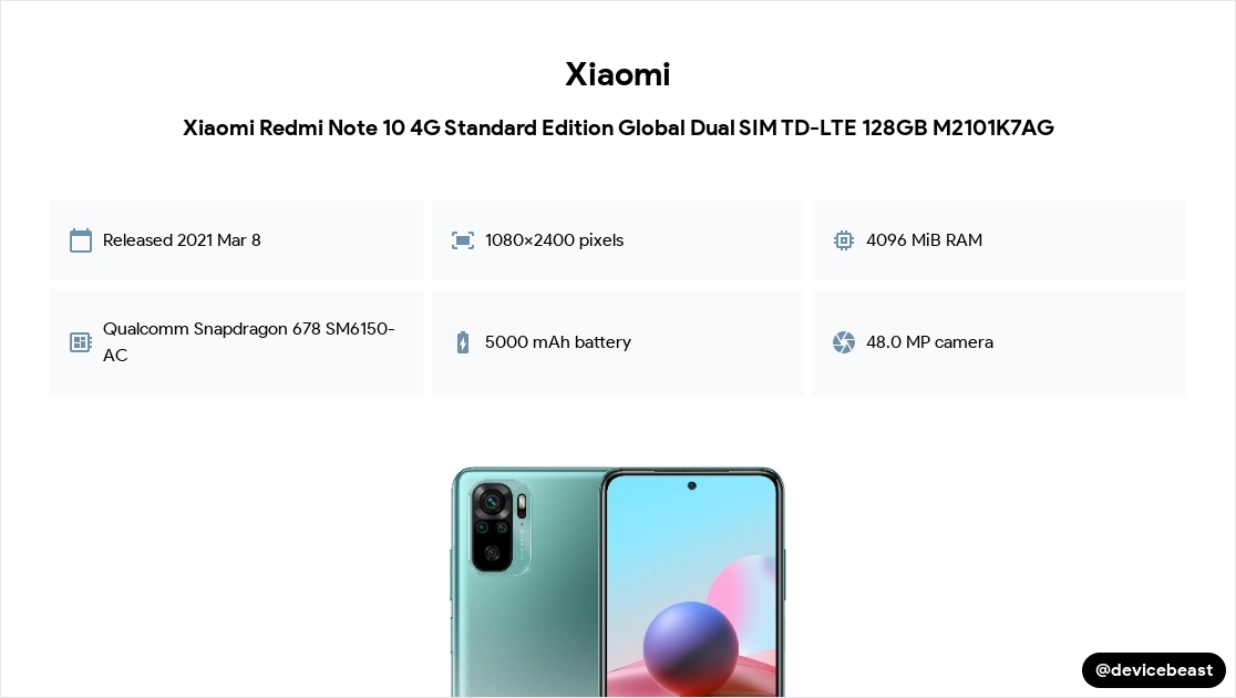 Xiaomi Redmi Note 10 4G Standard Edition Global Dual SIM TD-LTE 128GB ...