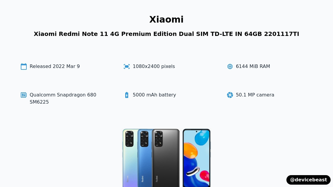 Xiaomi Redmi Note 11 4G Premium Edition Dual SIM TD-LTE IN 64GB ...