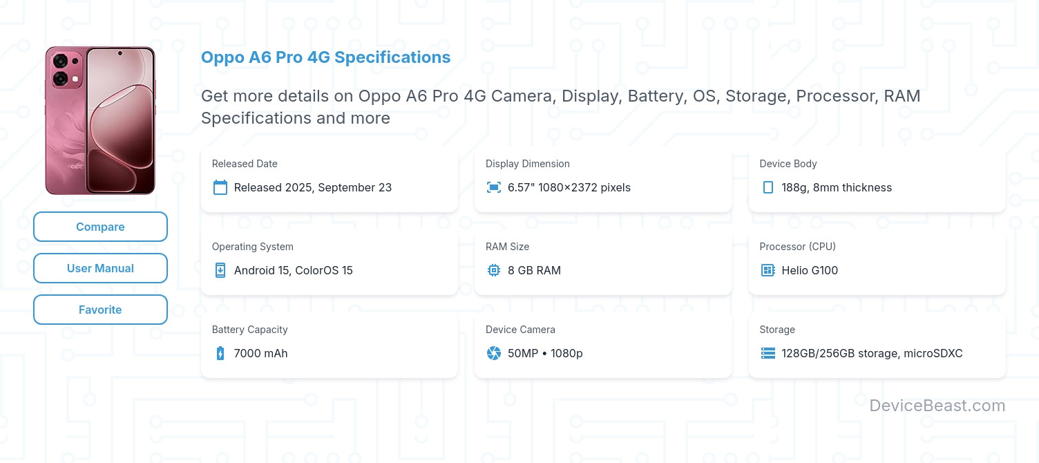 Oppo A6 Pro 4G Specifications | DeviceBeast.com