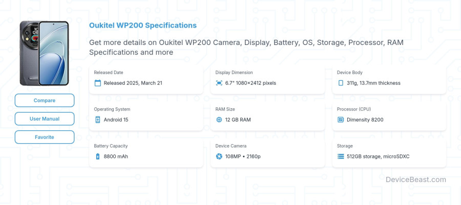 Oukitel WP200 Specifications | DeviceBeast.com