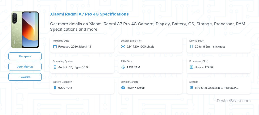 Xiaomi Redmi A7 Pro 4G Specifications | DeviceBeast.com